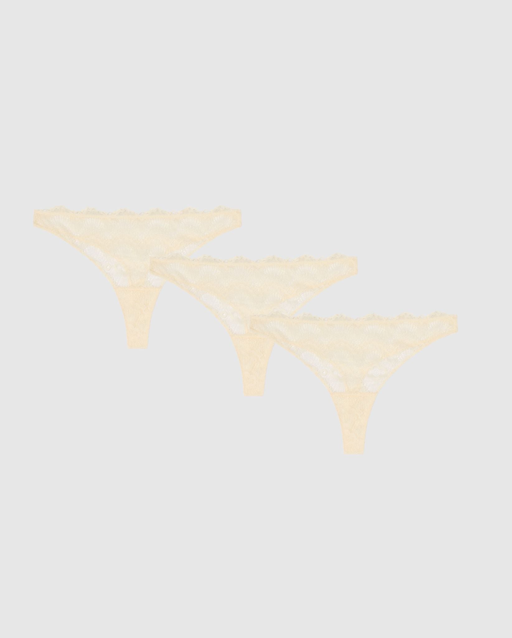 Lace Thong 3-Pack Cream | Understatement