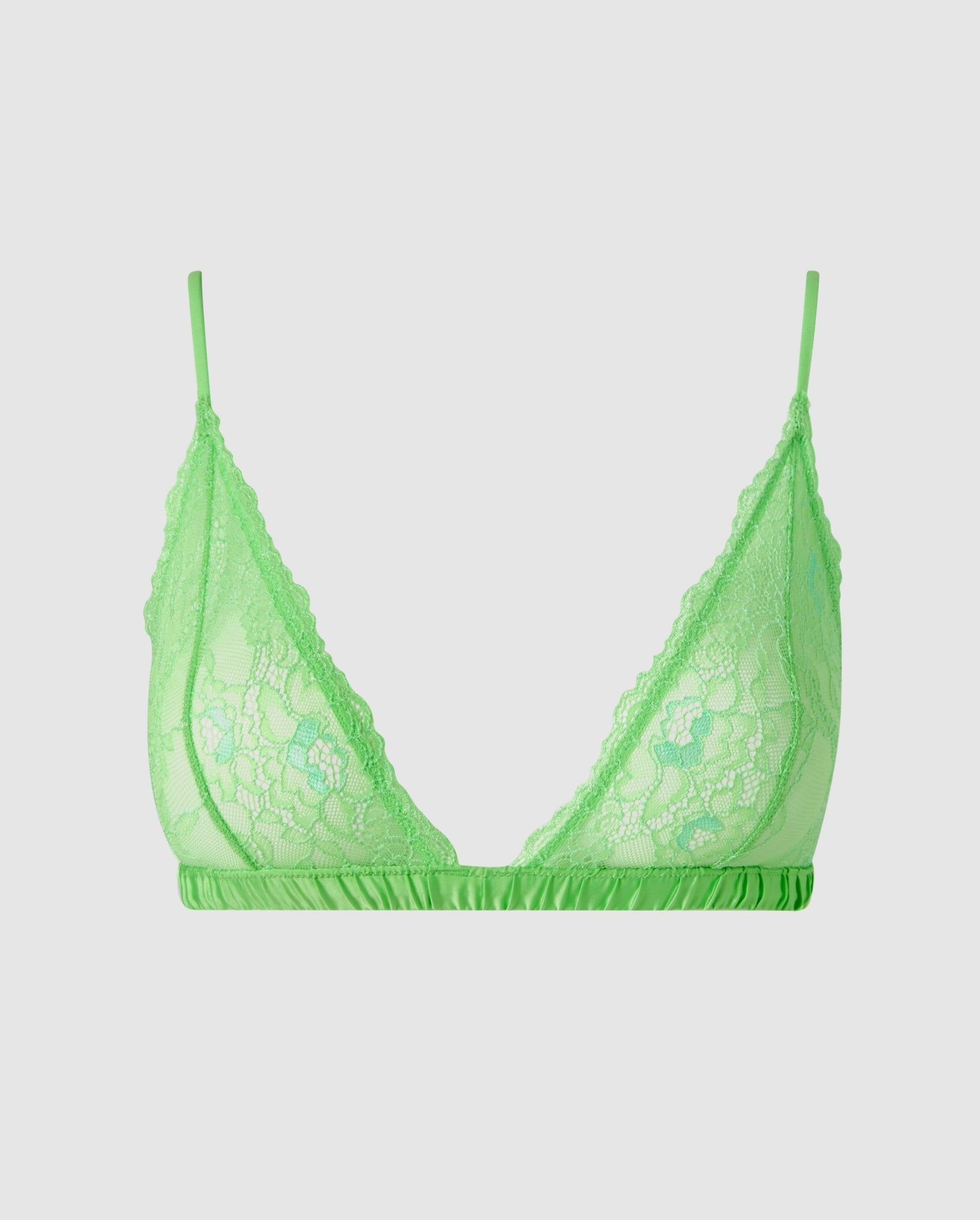 Lace Satin Triangle Bralette • Mint Green • Understatement Underwear