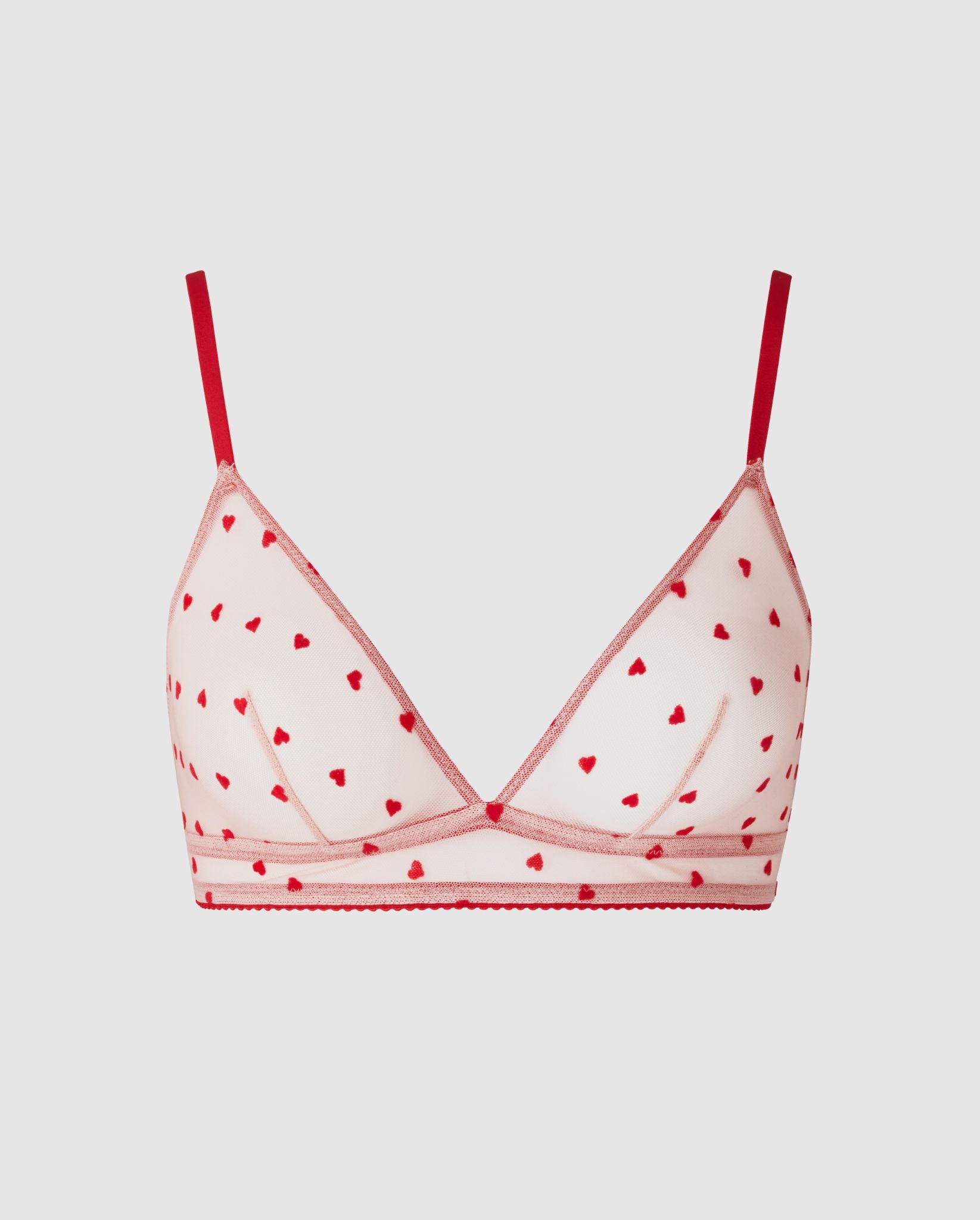 Mesh Triangle Bralette Pale Pink/Deep Red • Understatement Underwear