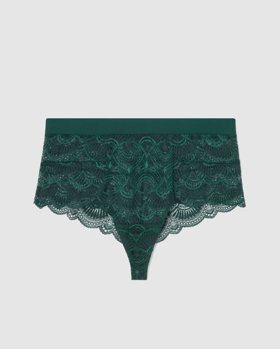 Lace Highwaist String Pine Green | Understatement