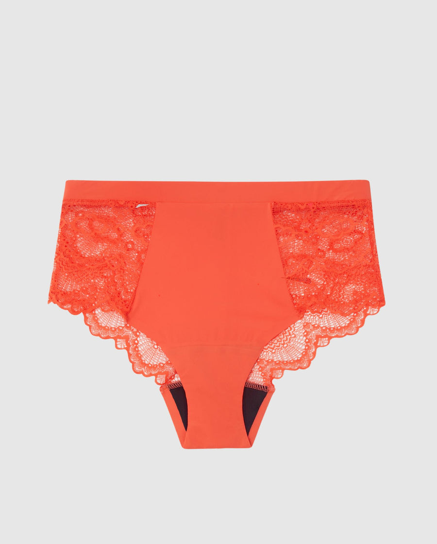Lace Period Highwaist Briefs Fiery Red | Understatement