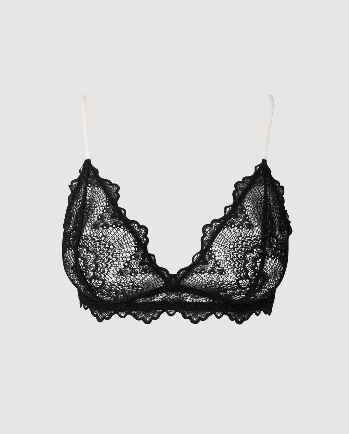 Lace Triangle Bralette Black White Understatement