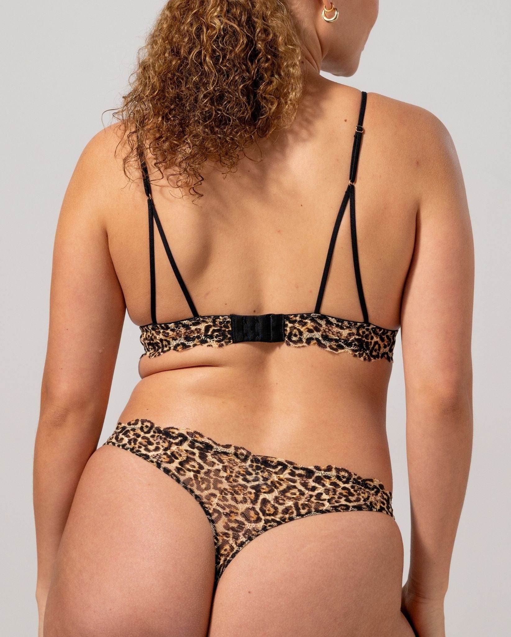 Lace Triangle Bralette Gold Leopard • Understatement Underwear